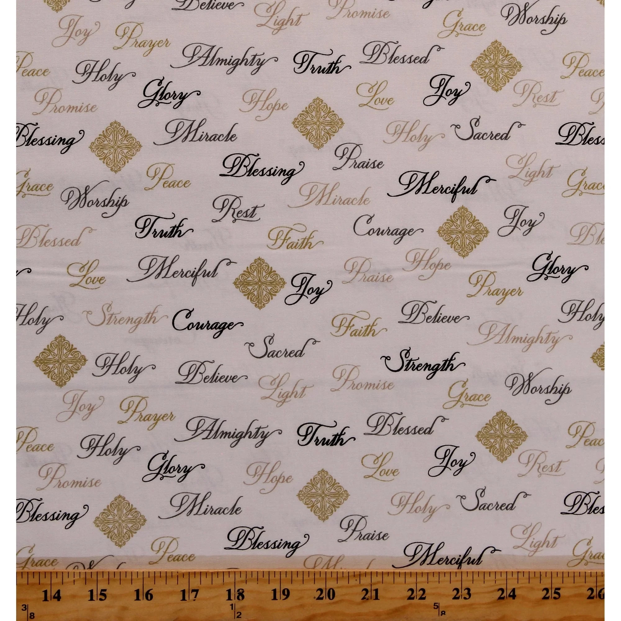 Christian Inspirational Words Gray Glitter Cotton Fabric - Walmart.com