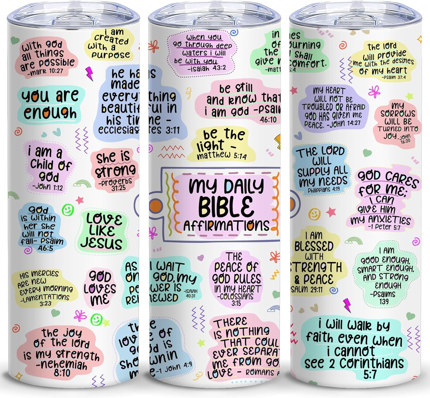 Christian Insulated Skinny Tumblers Cup Coffee Mug with Lid Bible Verse ...