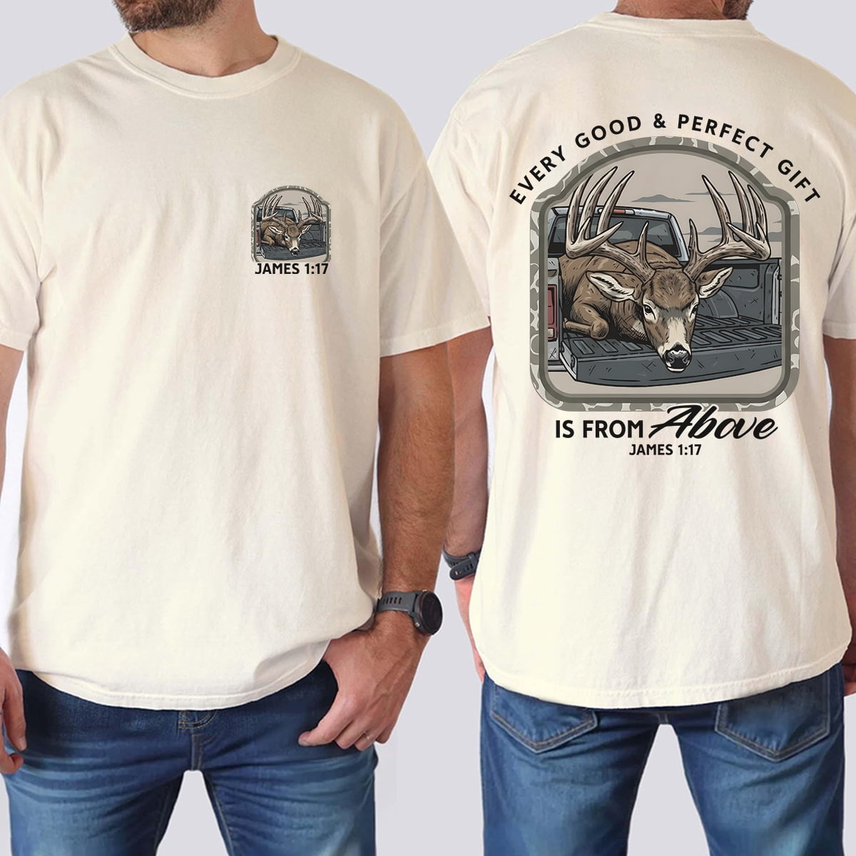 Christian James 1 17 Deer Hunting Graphic Casual T-Shirt for Men and ...