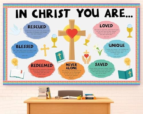 Christian Jesus Bulletin Board Decoration Set Religious Cross Bible ...