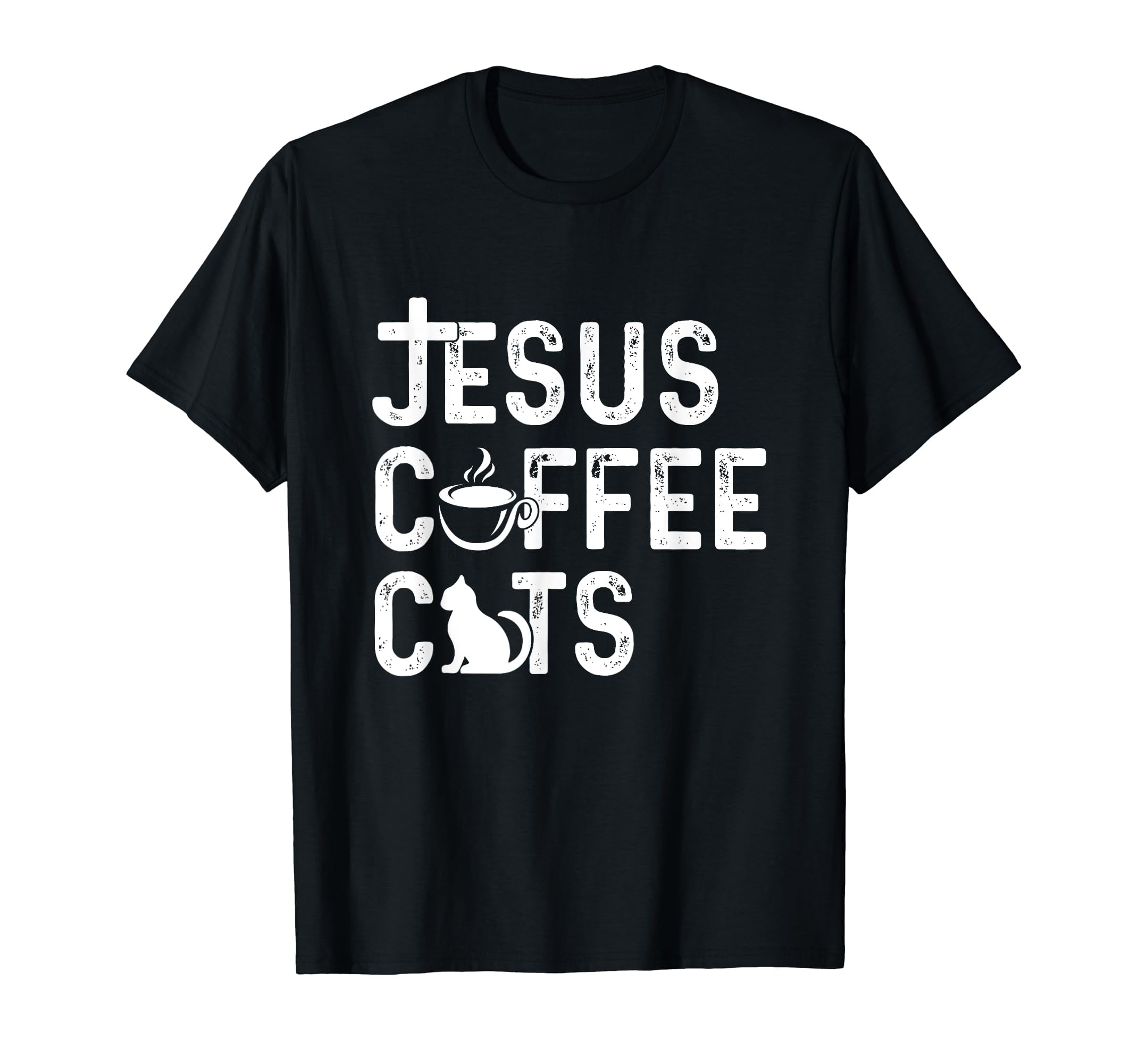 Christian Jesus, Coffee, Cats - Religous Cat Caffeine Lover T-Shirt ...
