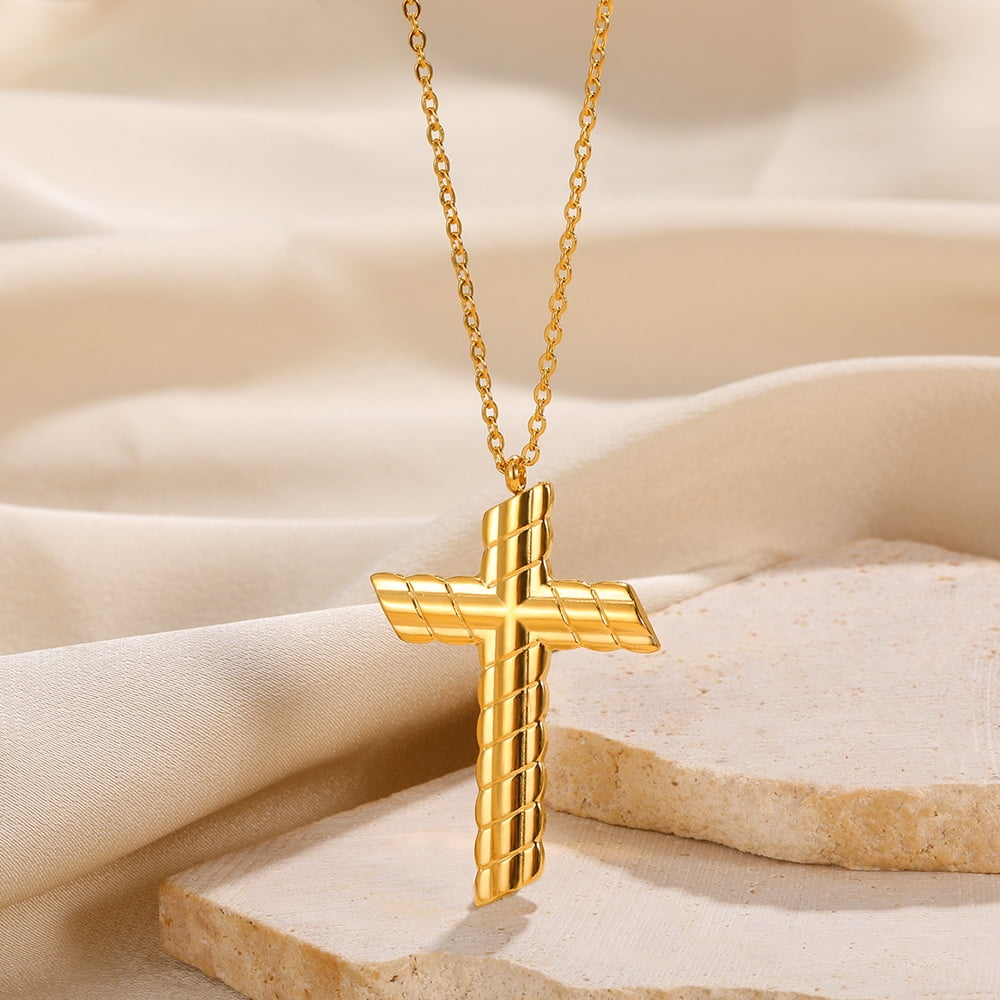 Christian Jesus Cross Necklace For Women Men Stainless Steel Chains ...