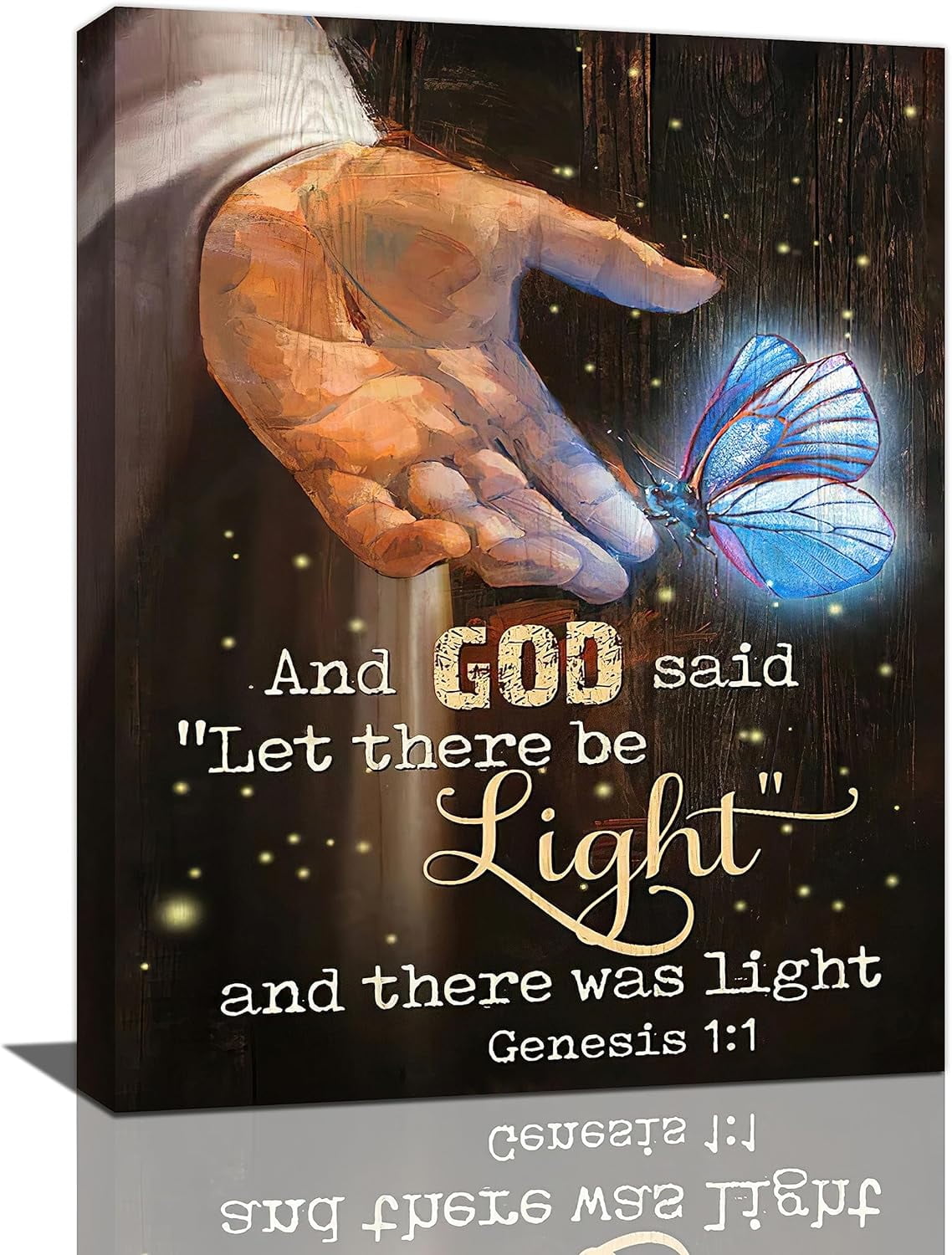 Christian Jesus Decor Wall Art Hand of God Blue Butterfly Religious ...