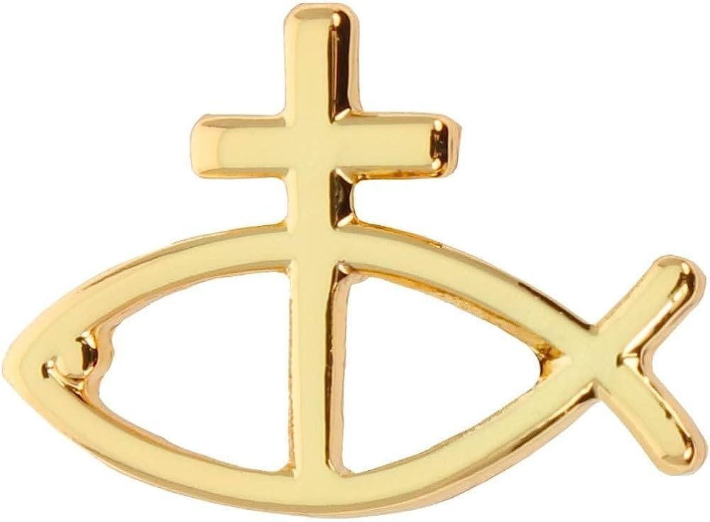 Christian Jesus Fish & Cross Lapel Pin - Gold Pkg of 3 - Walmart.com