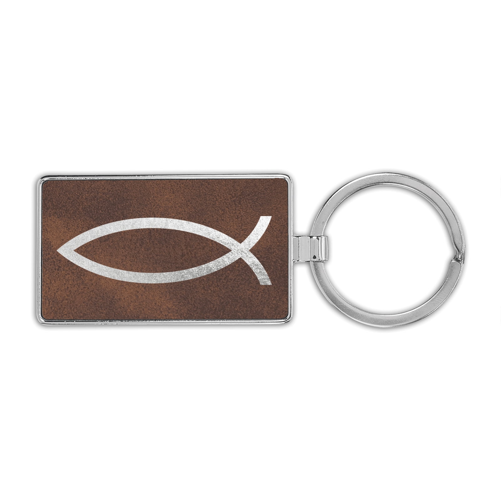 Christian Jesus Fish Ichthys Premium Leatherette Keychain faith ...