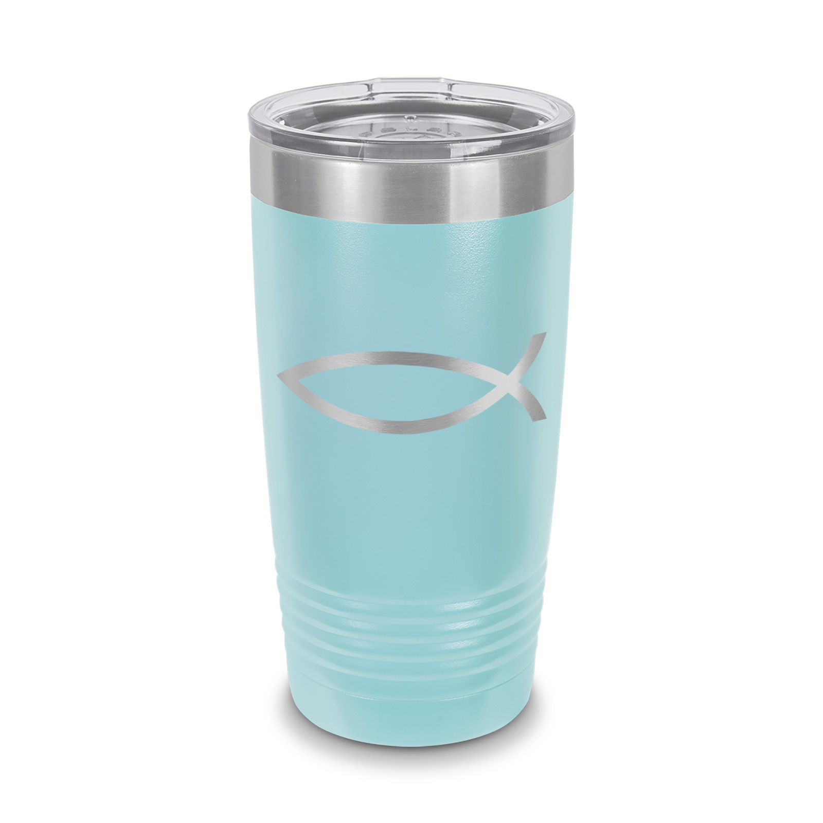 Christian Jesus Fish Ichthys Tumbler 20 oz - Laser Engraved w/ Clear ...