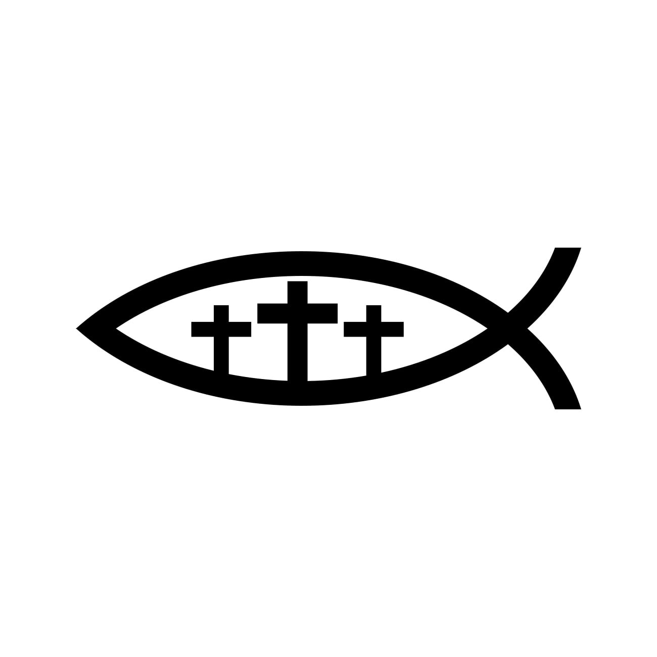 Christian Jesus Fish Three Cross Sticker Decal Die Cut - Self Adhesive ...