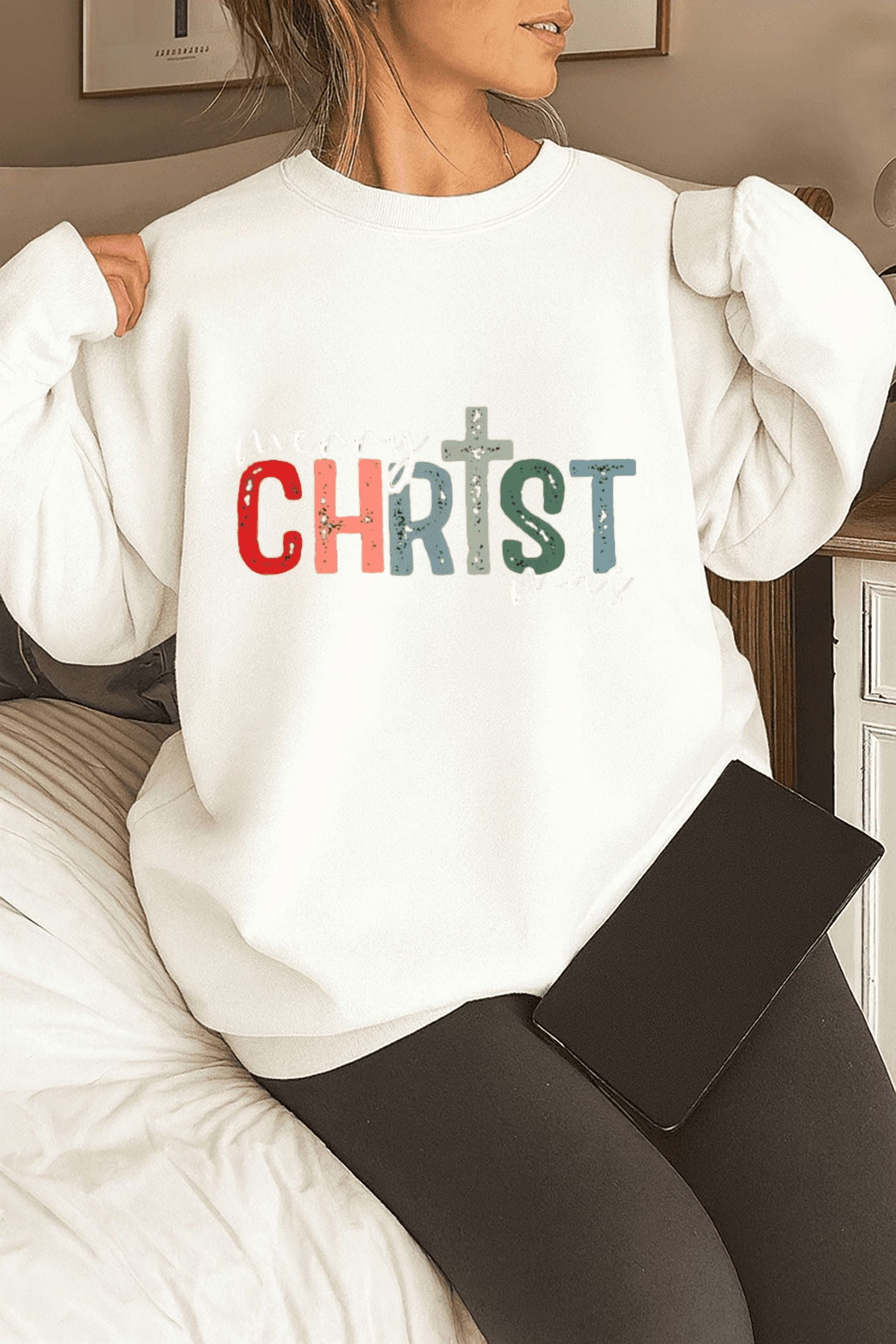 Christian Jesus Merry Christmas Family Holiday Matching Sweatshirt, for ...