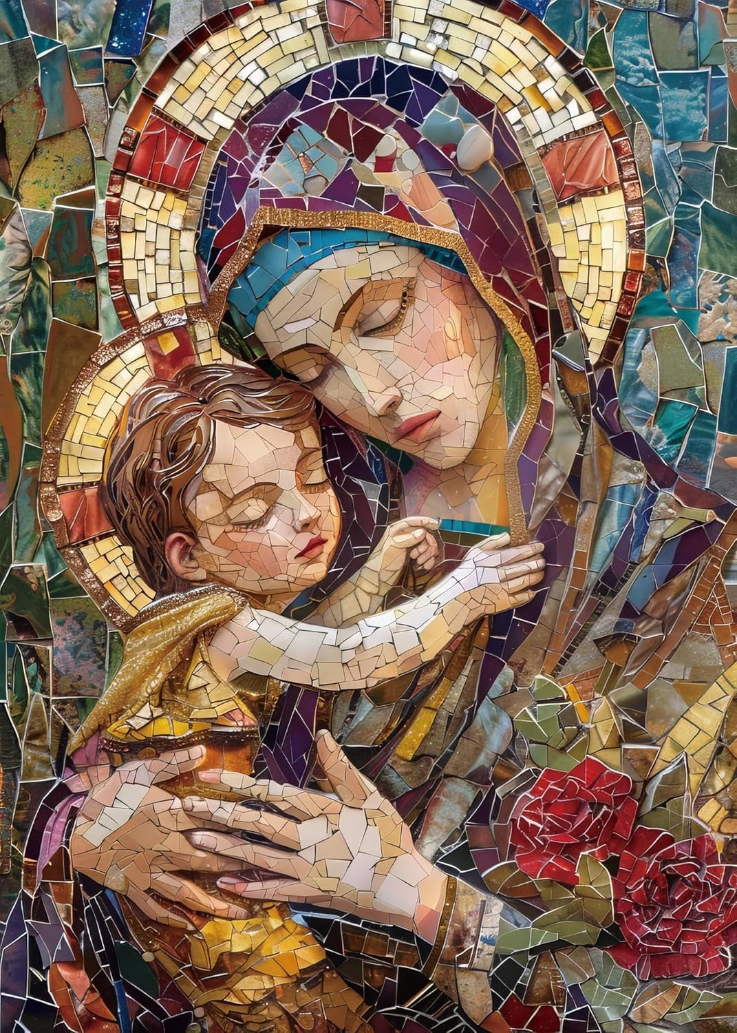Christian Jesus Puzzle for Adults 500 Pieces, Colorful Mosaic Jigsaw ...