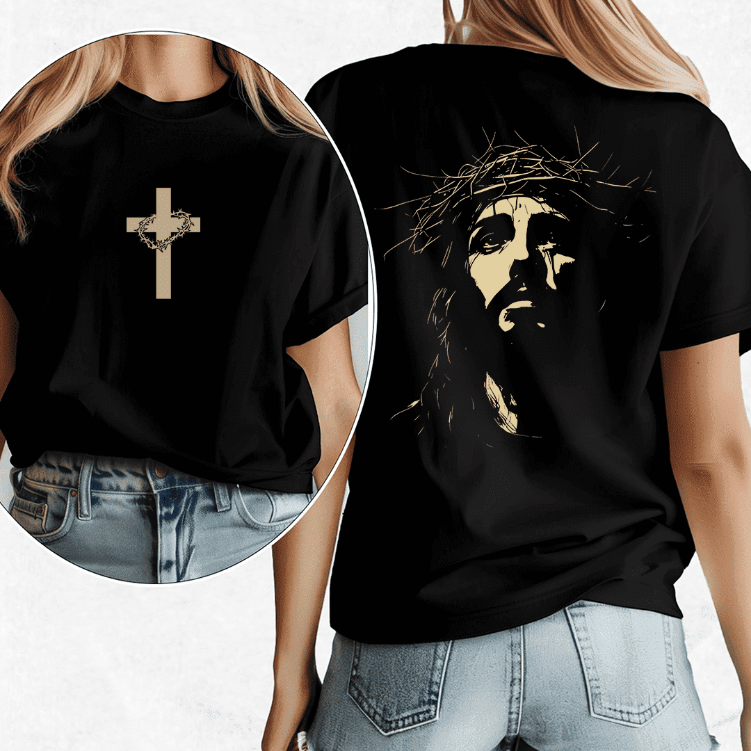 Christian Jesus Tshirts for Unisex Jesus Christ Face With Crown Of ...