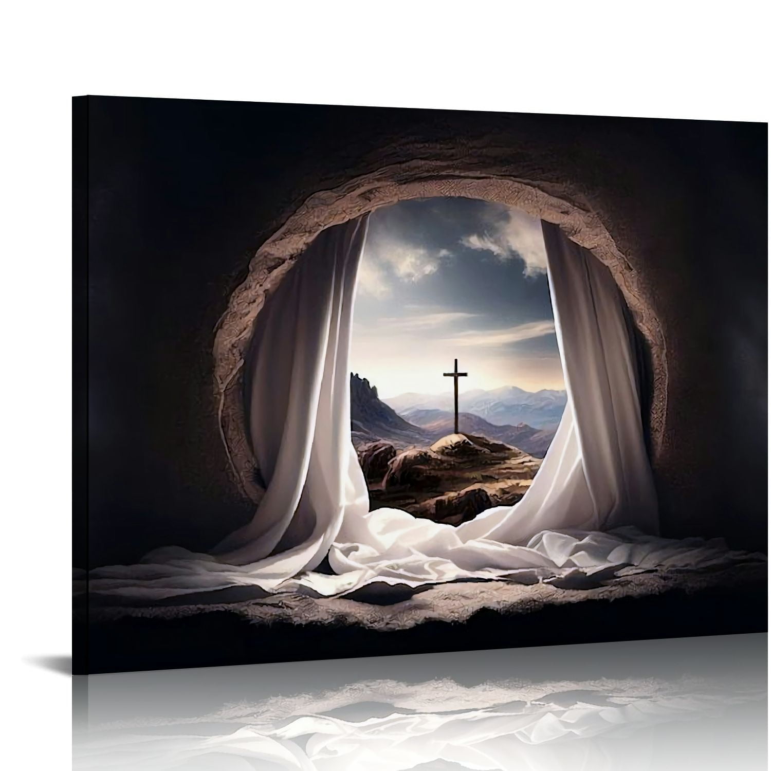 Christian Jesus Wall Art Jesus Leaves the Tomb Canvas Painting Resurrected Savior Leaves the ...