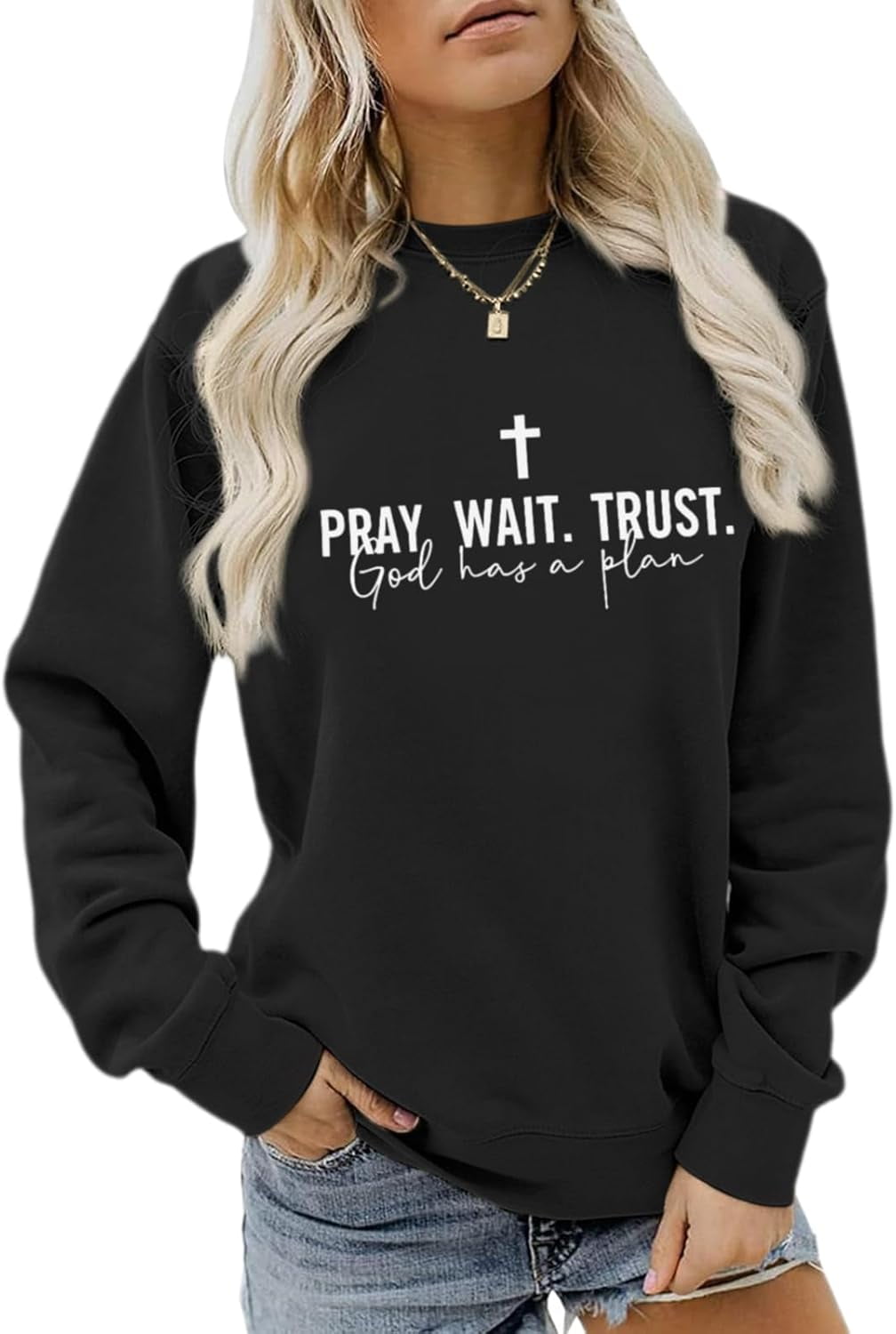 Christian Juses Sweatshirt for Women God Cross Religious Faith Hoodie ...