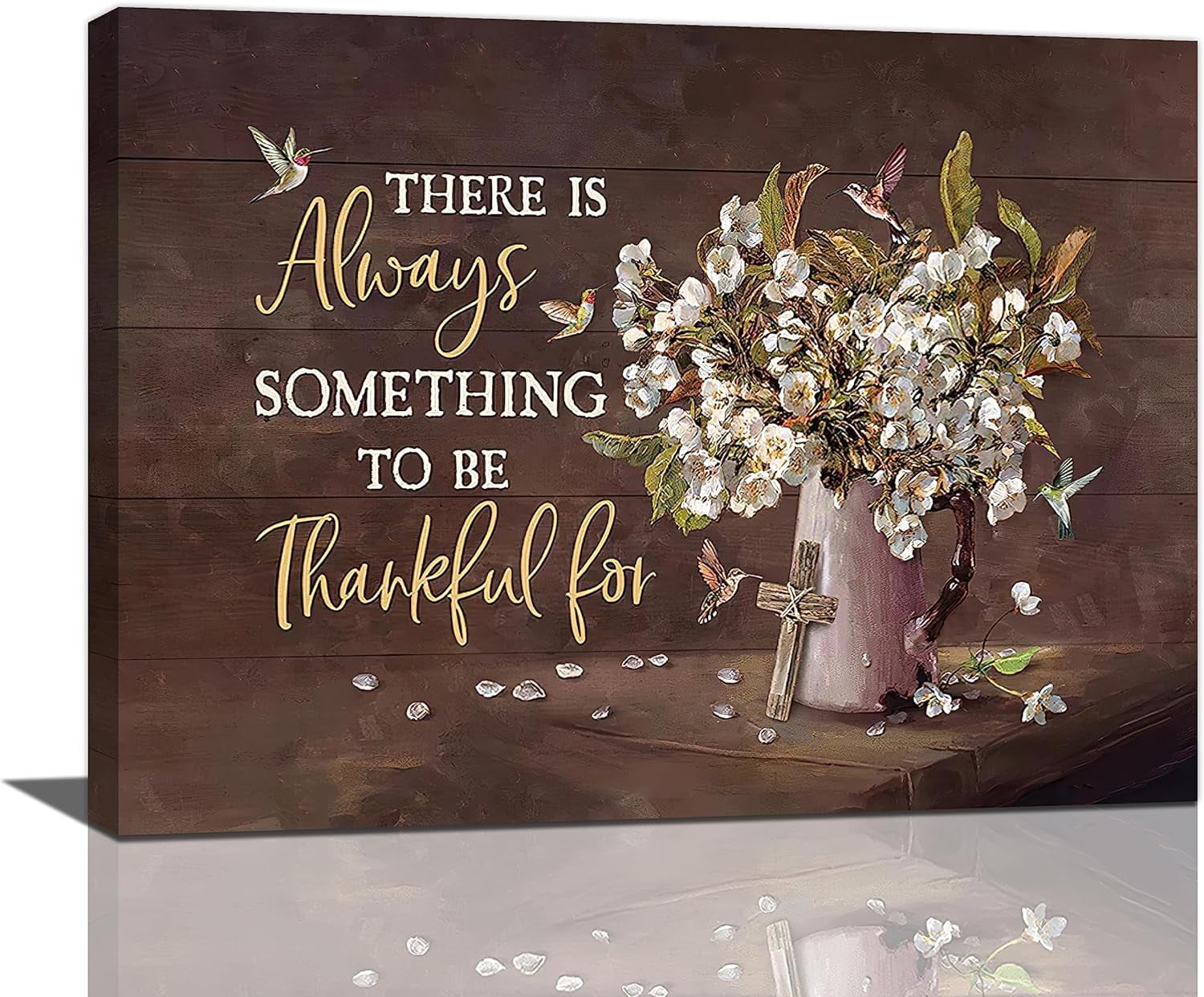 Christian Kitchen Decor Wall Art Rustic Floral Hummingbird Canvas ...