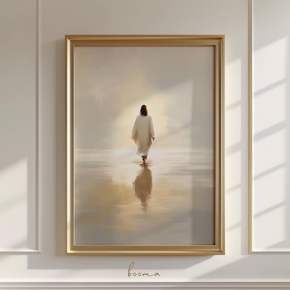 Christian Landscape Art Jesus Christ Walking on Water Biblical Wall Art ...