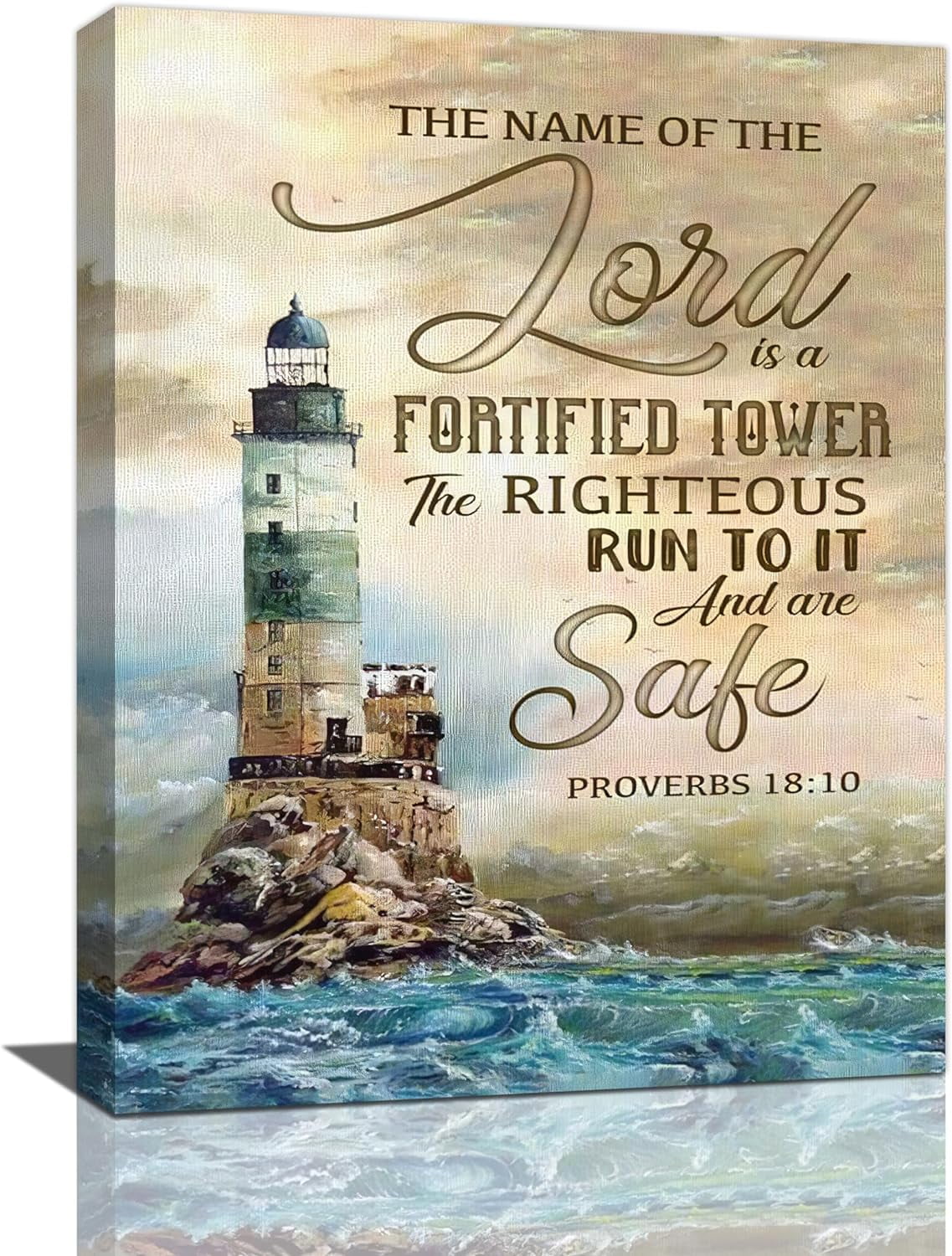 Christian Lighthouse Wall Art Religious Scriptures Wall Decor Coastal ...