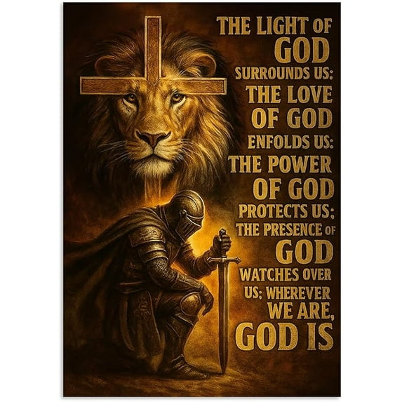 Christian Lion Canvas Wall Art - God's Light Surrounds Us_ The Love ...