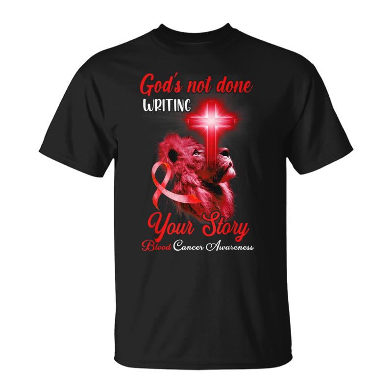 Christian Lion Cross Religious Quote Blood Cancer Awareness TShirt ...