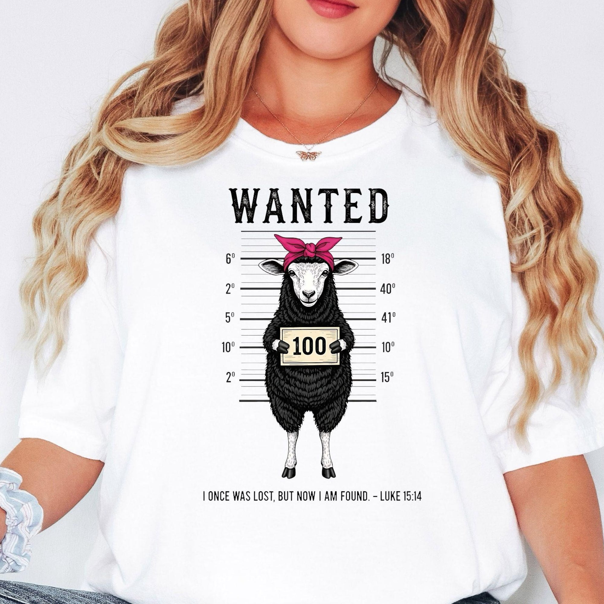 Christian Lost Sheep Shirt Funny Luke 15 4 Bible Verse Tee Wanted Sheep ...