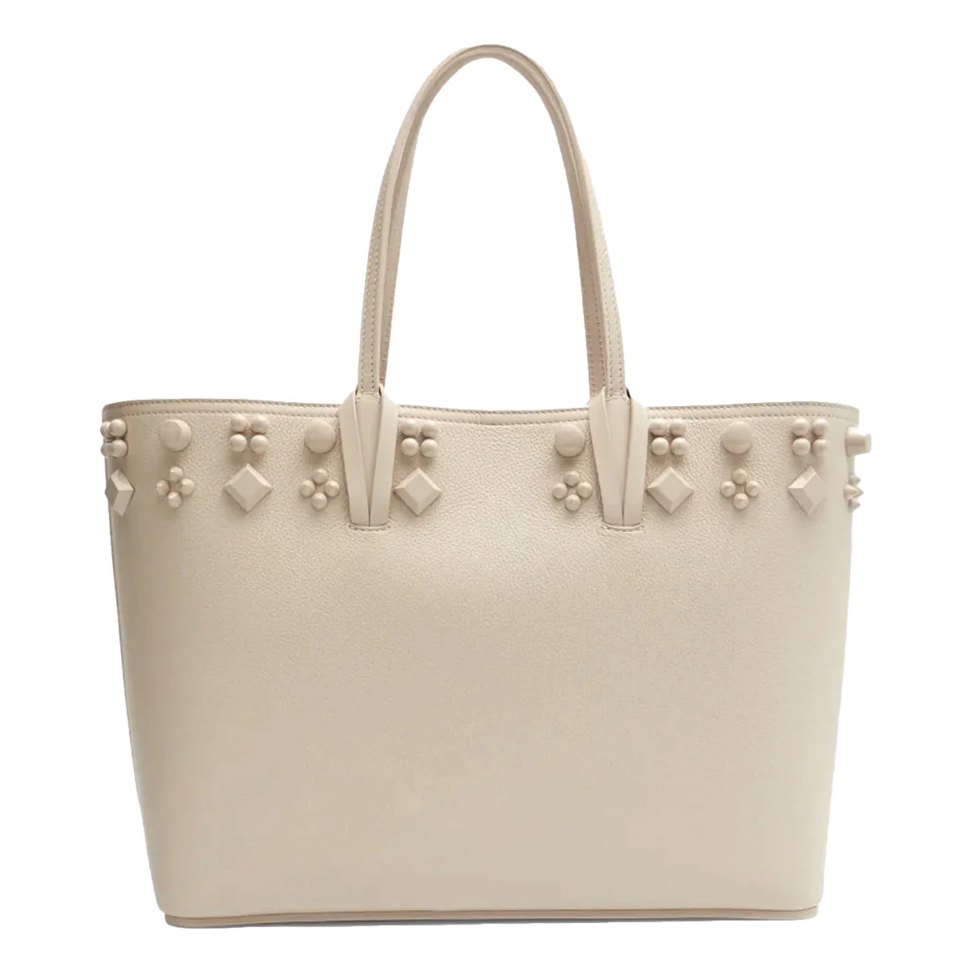 Christian Louboutin Cabata Spike Large Tote Shoulder Bag Leche Ivory ...