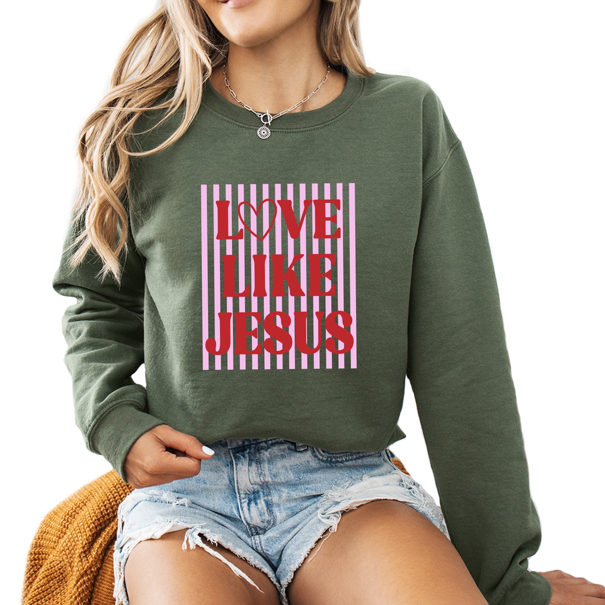 Christian Love Like Jesus Pullover Shirts Women Long Sleeve Sweatshirts ...