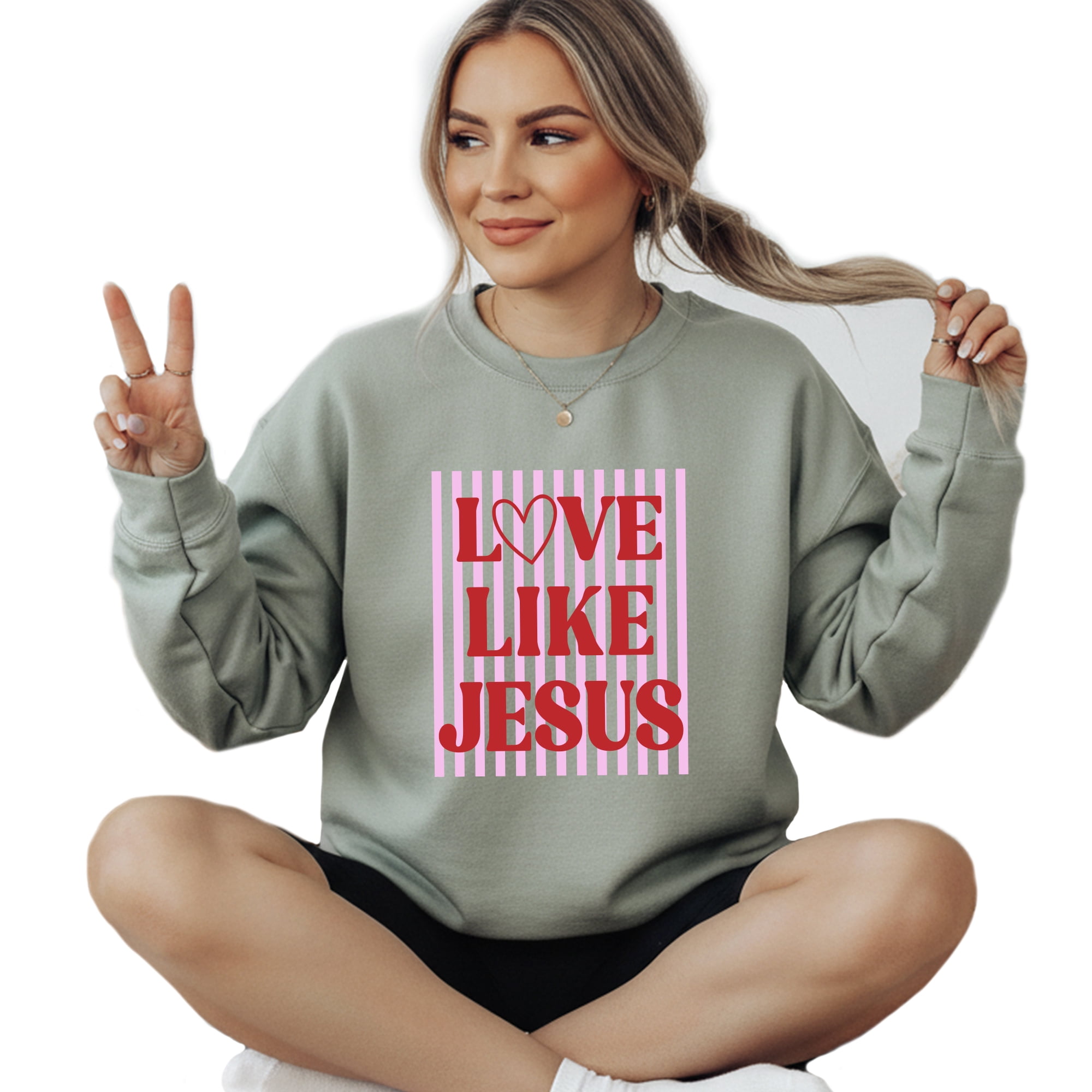 Christian Love Like Jesus Pullover Shirts Women Long Sleeve Sweatshirts ...