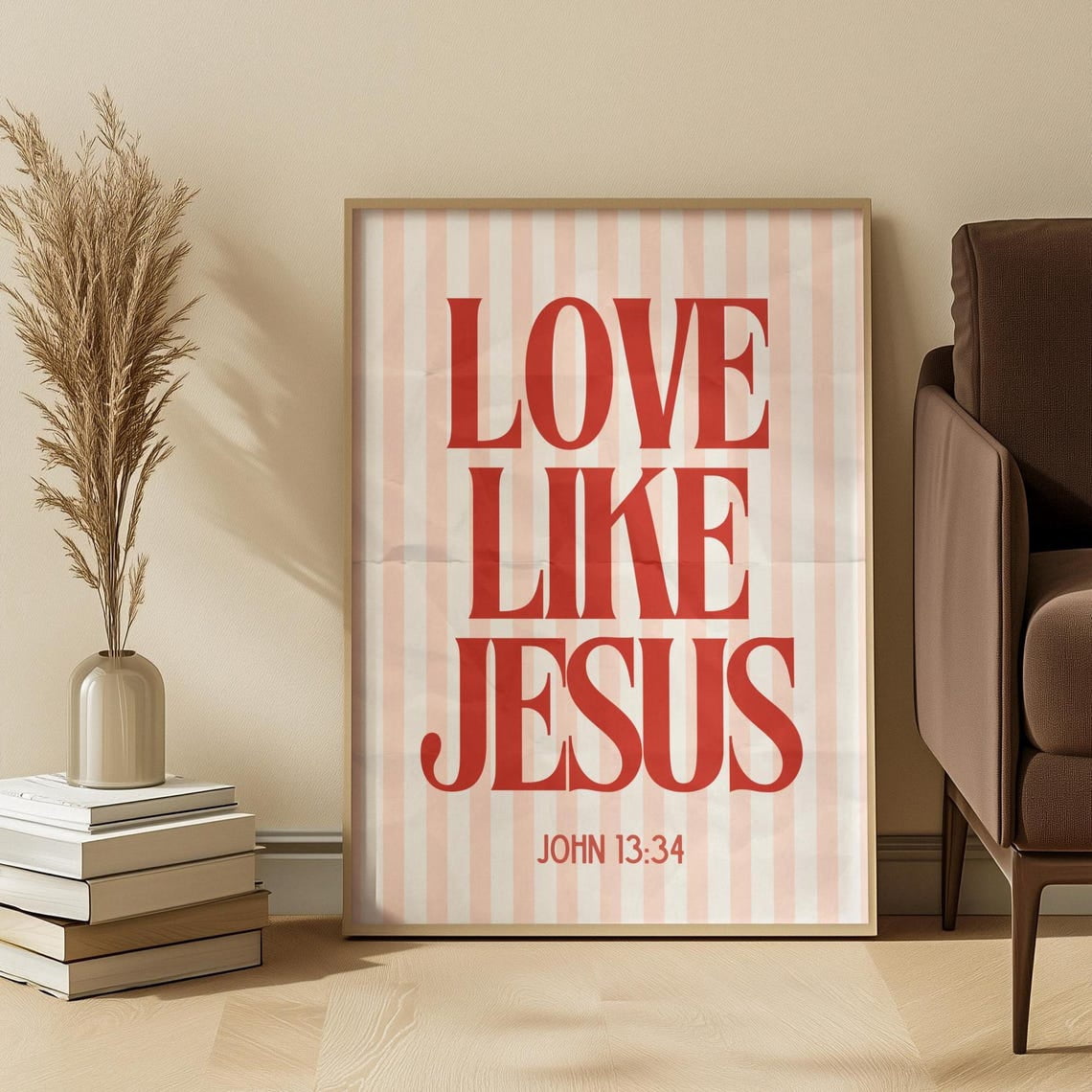 Christian Love Like Jesus Red Maximalist Scripture Bold Faith Wall Art ...