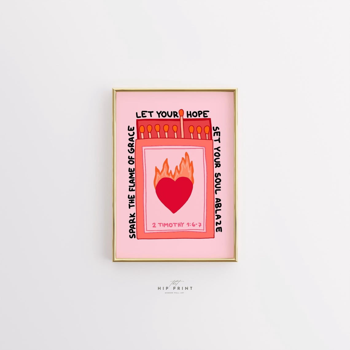 Christian Matchbox Print, Heart On Fire Bible Verse Art, Unframed Paper ...