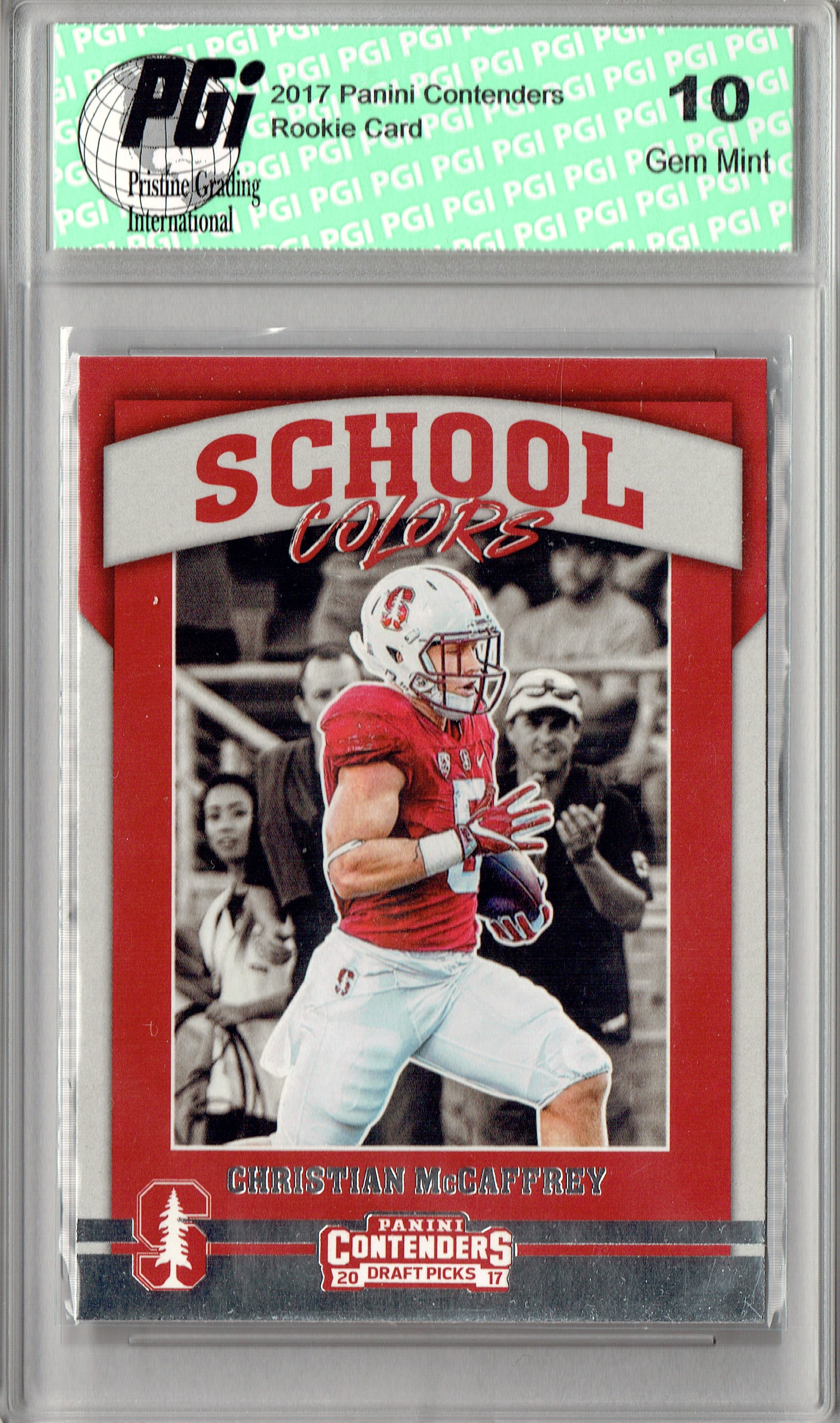 Christian McCaffrey 2017 Contenders #7 School Colors Rookie Card PGI 10 ...