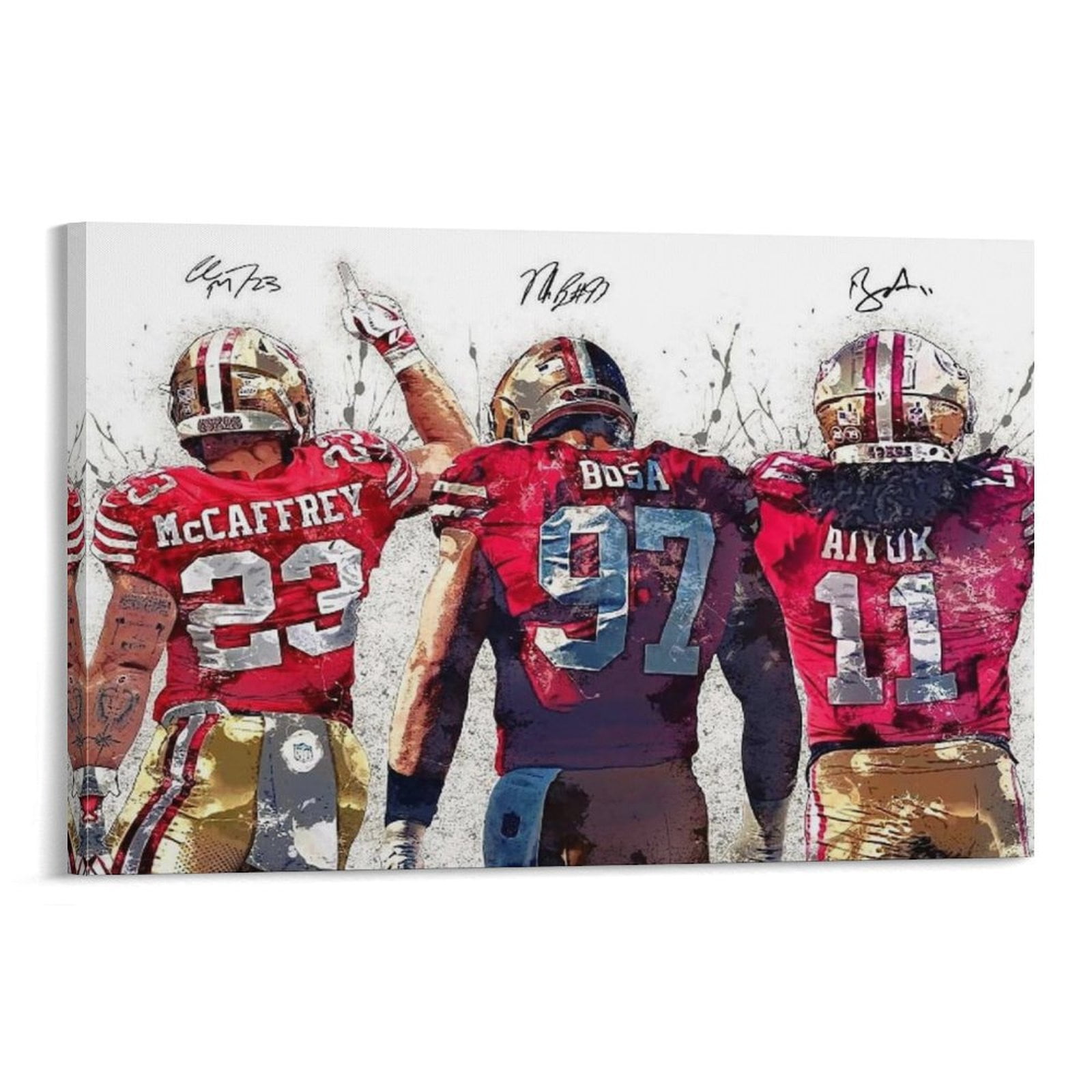 Christian McCaffrey, Nick Bosa, Brandon Aiyuk Football Poster Canvas ...