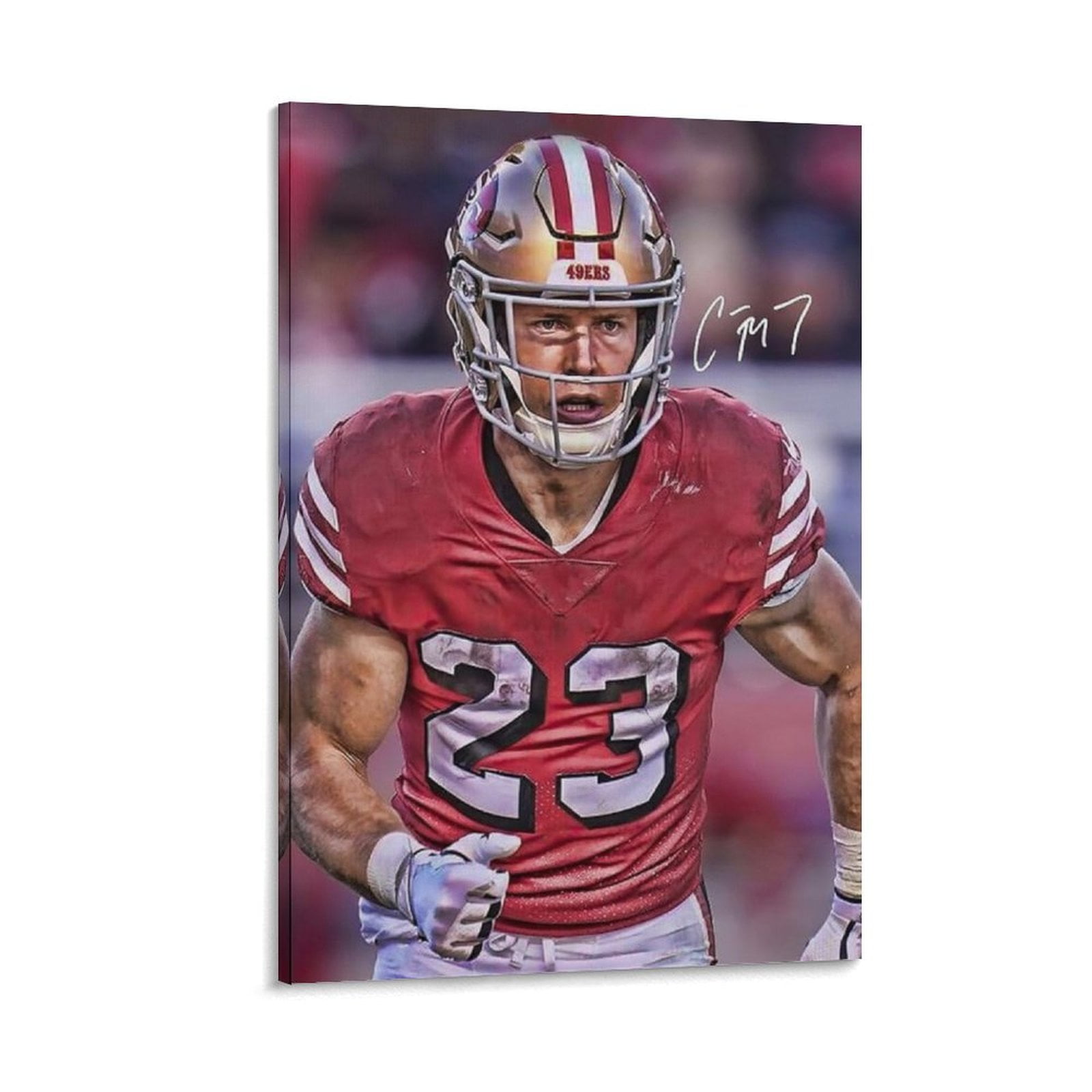 Christian McCaffrey Poster Football Signed Canvas Wall Art Decor Room ...