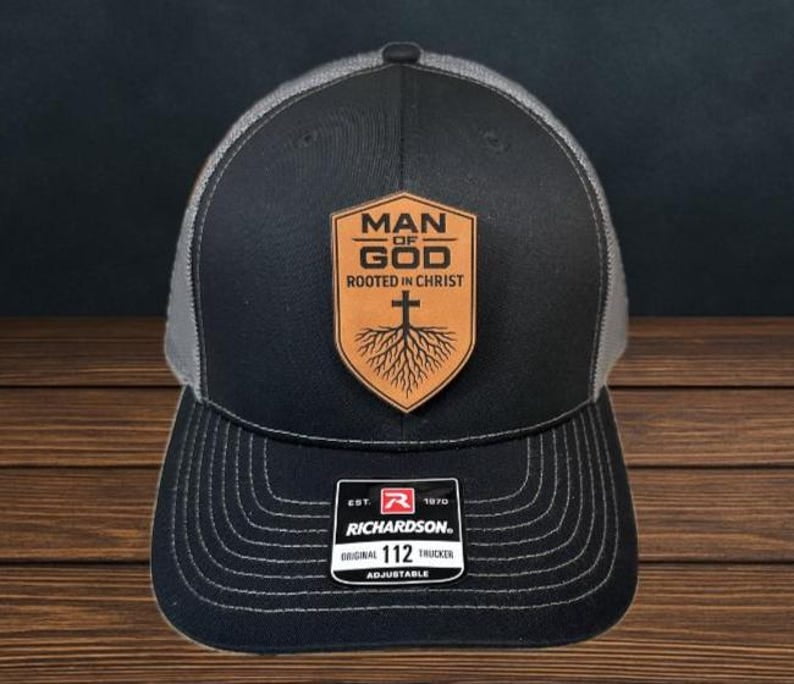 Christian Men’s Hat – Custom Leather Patch Hat – Man of God - Rooted ...