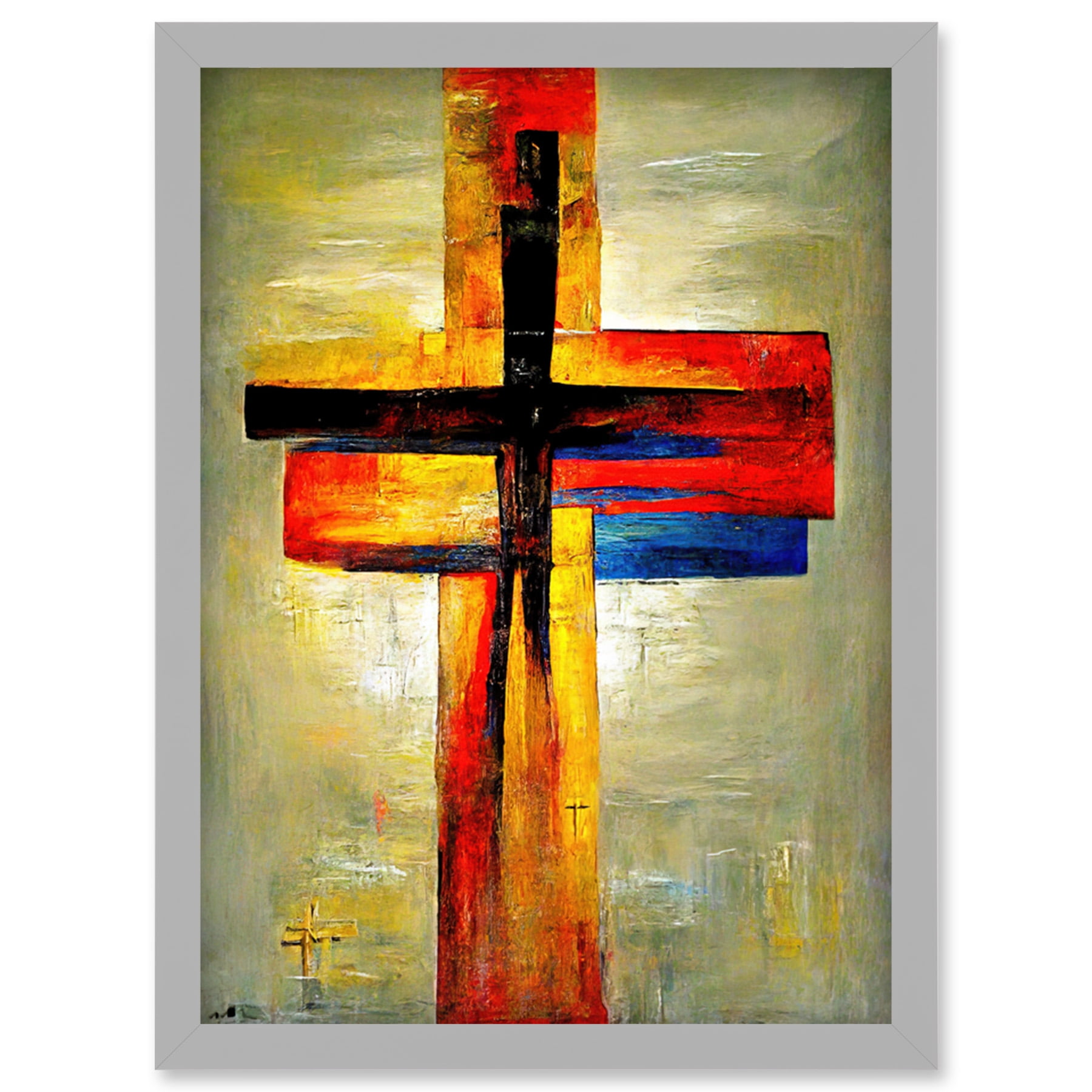 Christian Modern Crucifixion Cross Jesus Artwork Framed Wall Art Print ...