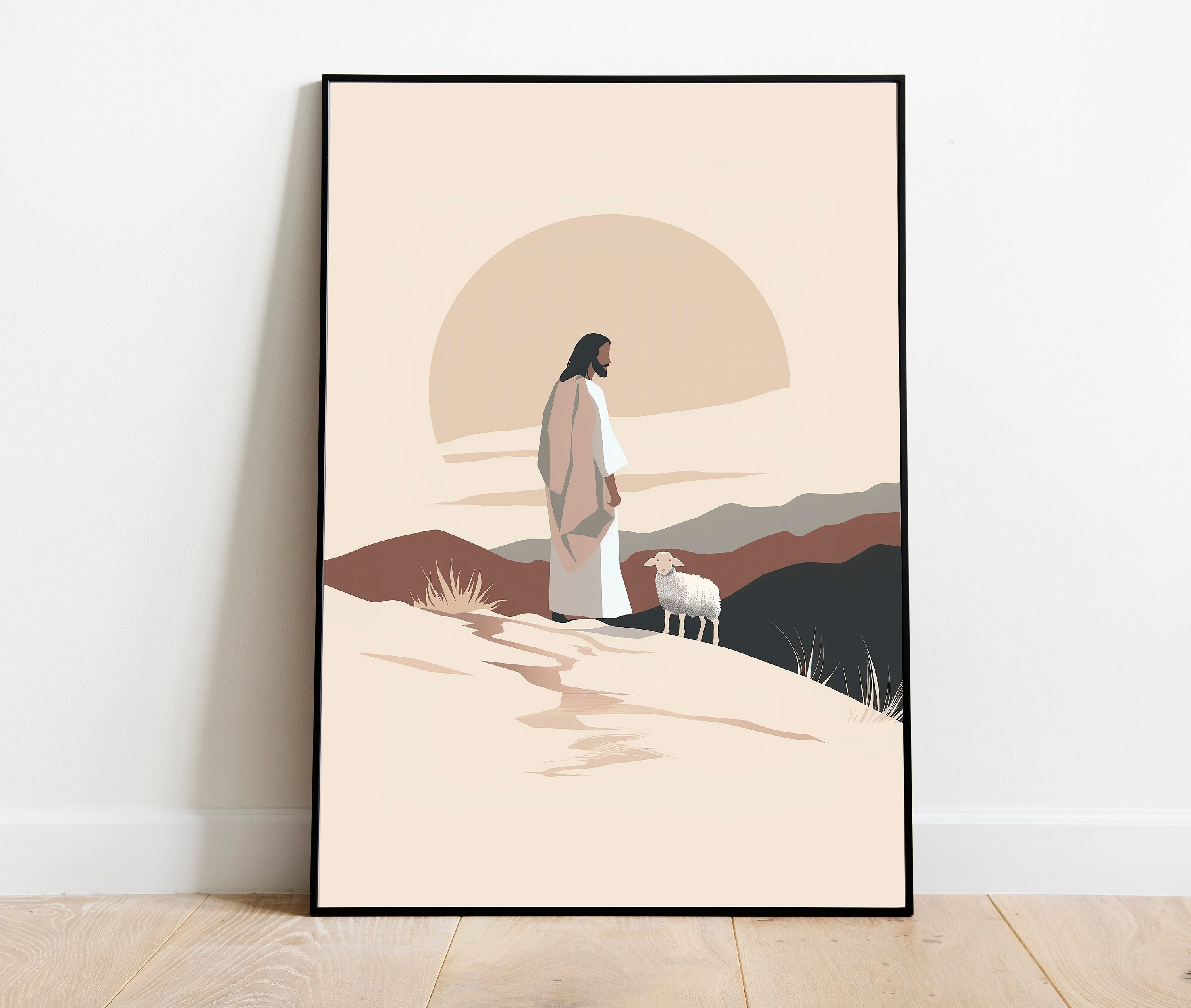 Christian Modern Wall Art Parable Of The Lost Sheep, Jesus Poster ...