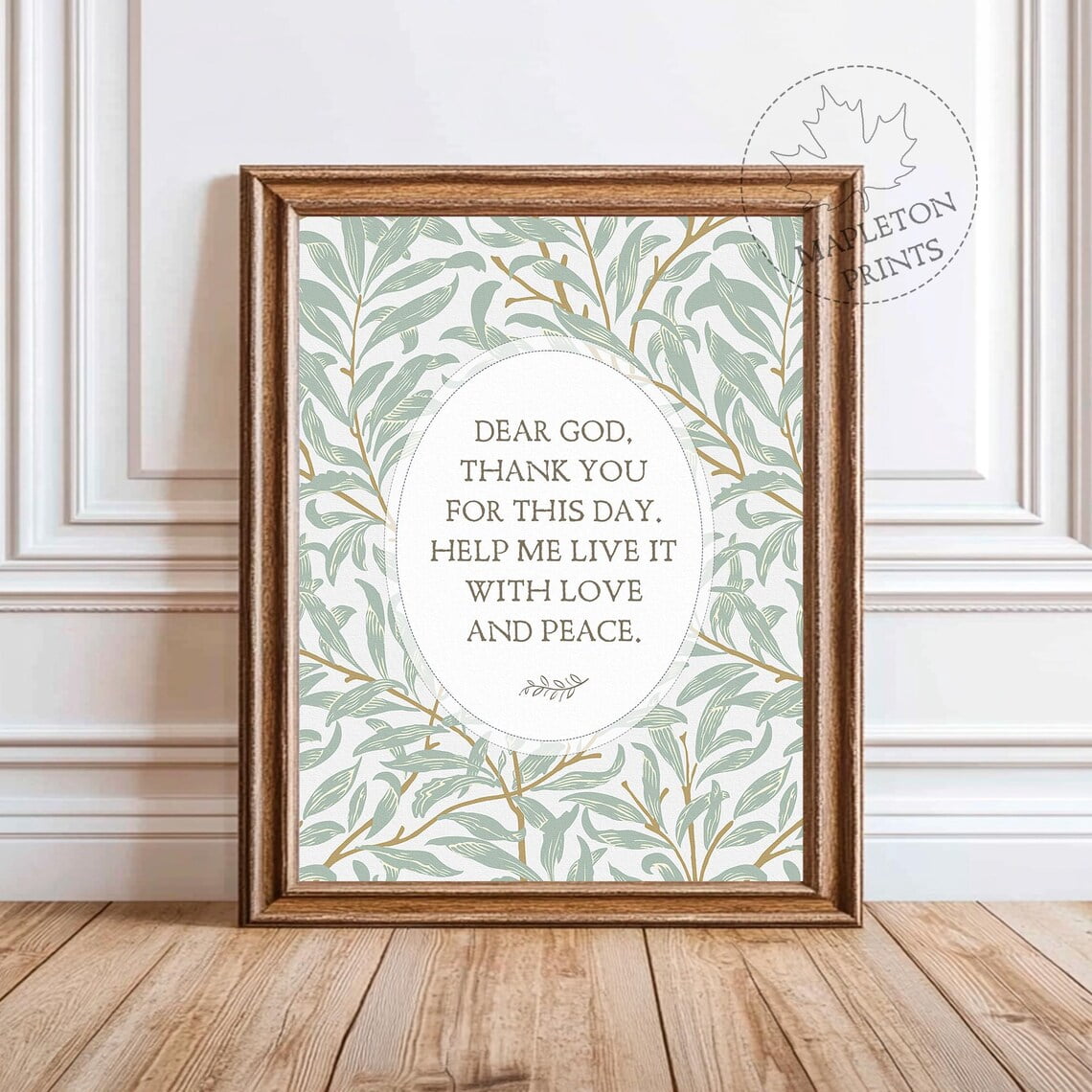 Christian Morning Prayer Printable Thankful Wall Art, Unframed Paper ...