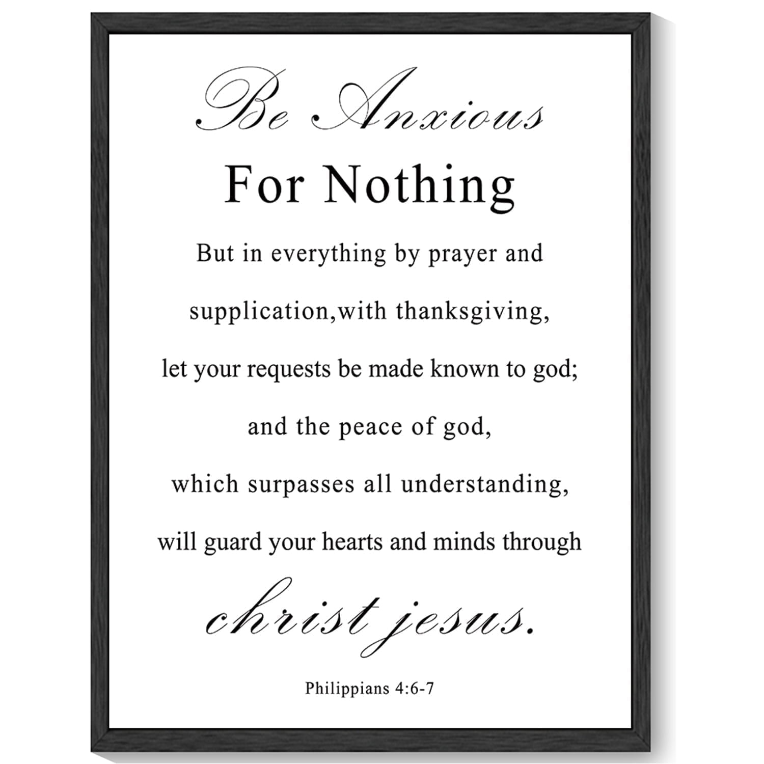 Christian Motivational 11x14in Black Framed Wall Art Be Anxious for ...