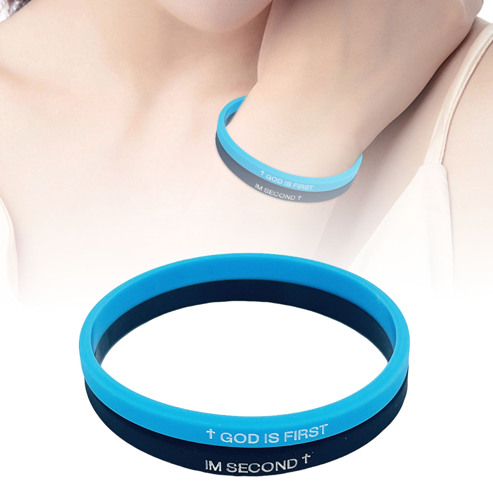 Christian Motivational Bracelet - "GOD IS FIRST" Rubber Wristband with ...