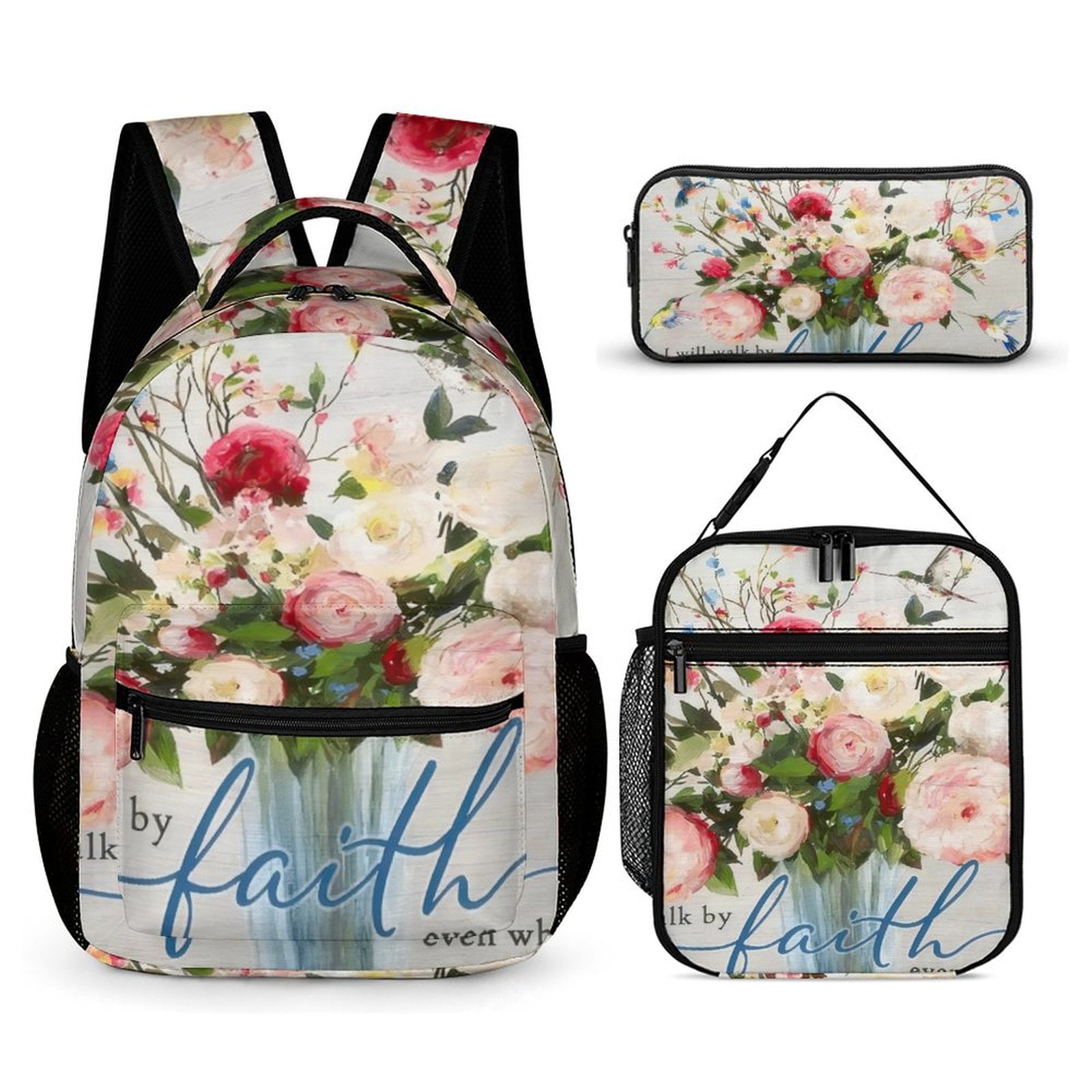 Christian Motivational Quotes 3 Piece Backpack Set Anime Casual Daypack ...