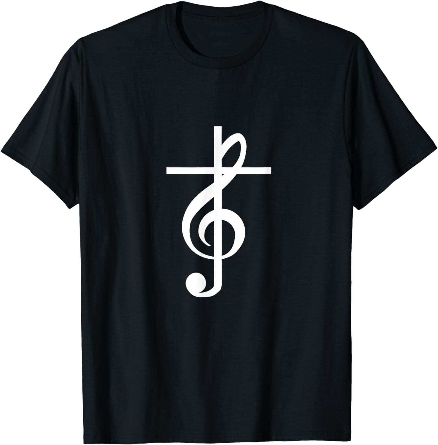 Christian Music Cross Tee Treble Clef Musical Gift TShirt T-Shirt ...