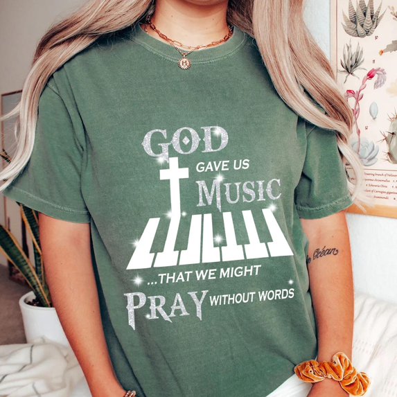 Christian Musician T-Shirt: Faith & Worship Piano Design TSHIRT All ...