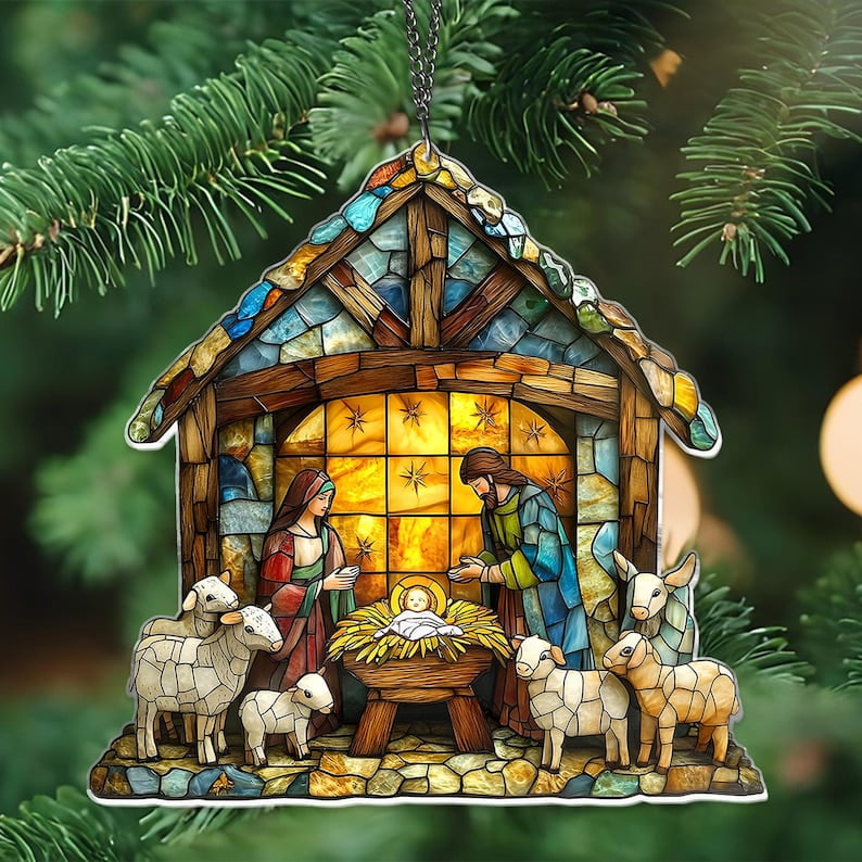 Christian Nativity Acrylic Ornament – Religious Jesus Christmas Window ...