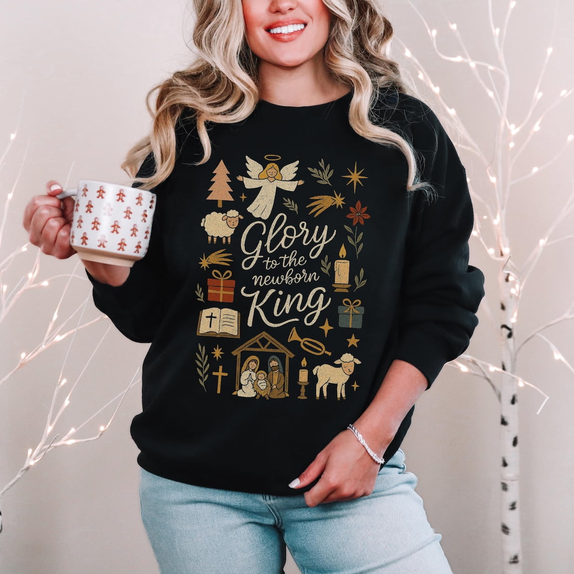 Christian Nativity Christmas Sweatshirt: Glory to the Newborn King ...