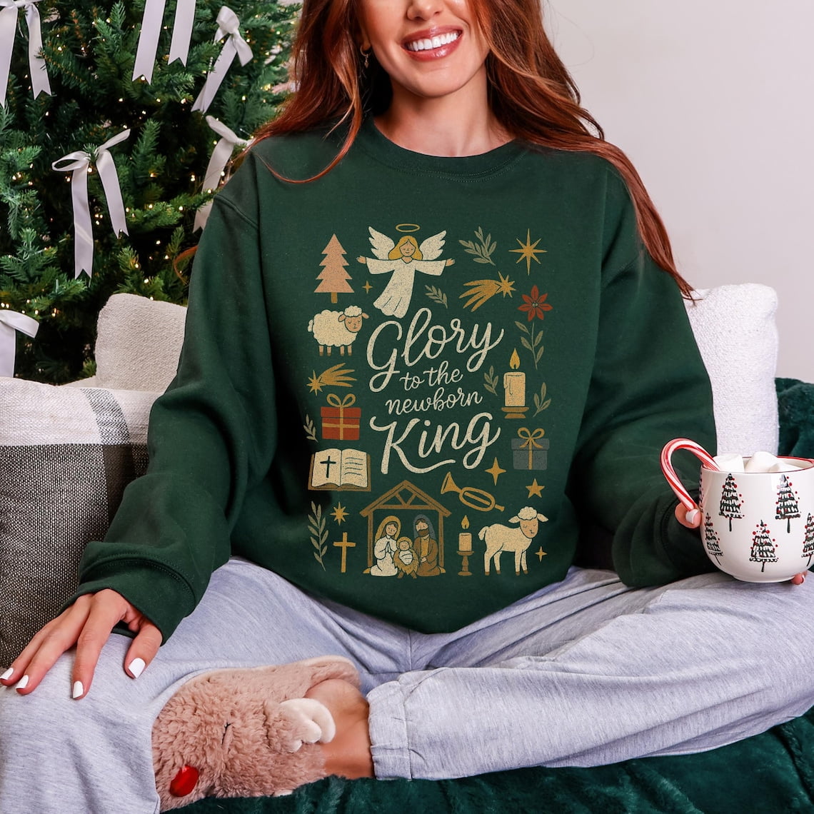 Christian Nativity Christmas Sweatshirt: Glory to the Newborn King ...