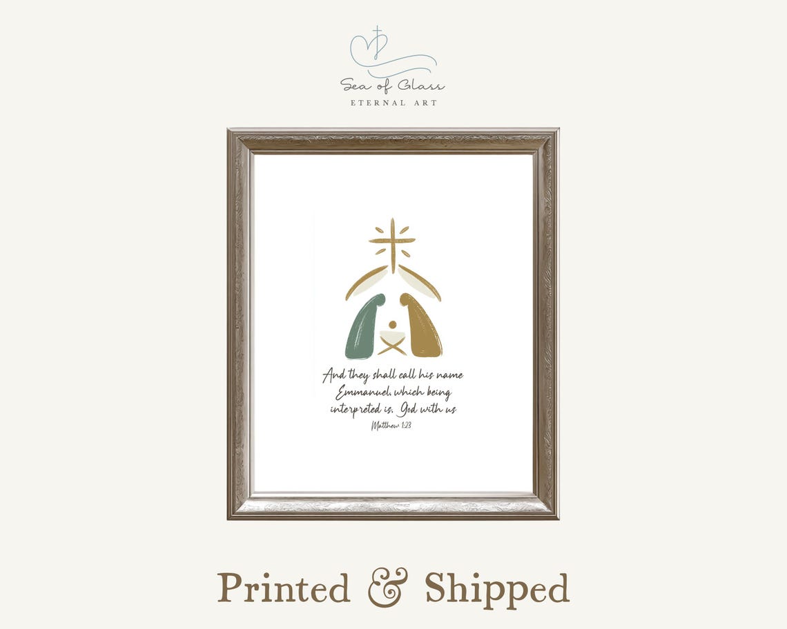 Christian Nativity Wall Art Poster Print Poster, Matthew 1:23 Bible ...