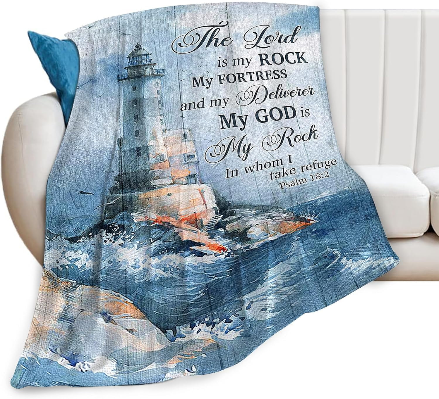 Christian Nautical Blanket for Girl Women Lighthouse Scripture Bible ...