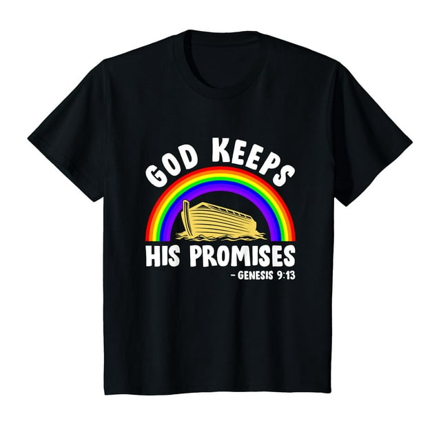 Christian Noah Ark Jesus God Keeps His Promises Rainbow T-Shirt ...
