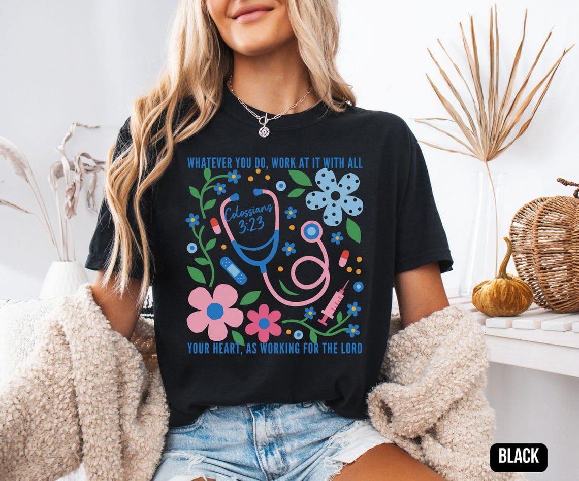 Christian Nurse Apparel Bible Verse Faith Based Medical Sweatshirt RN ...