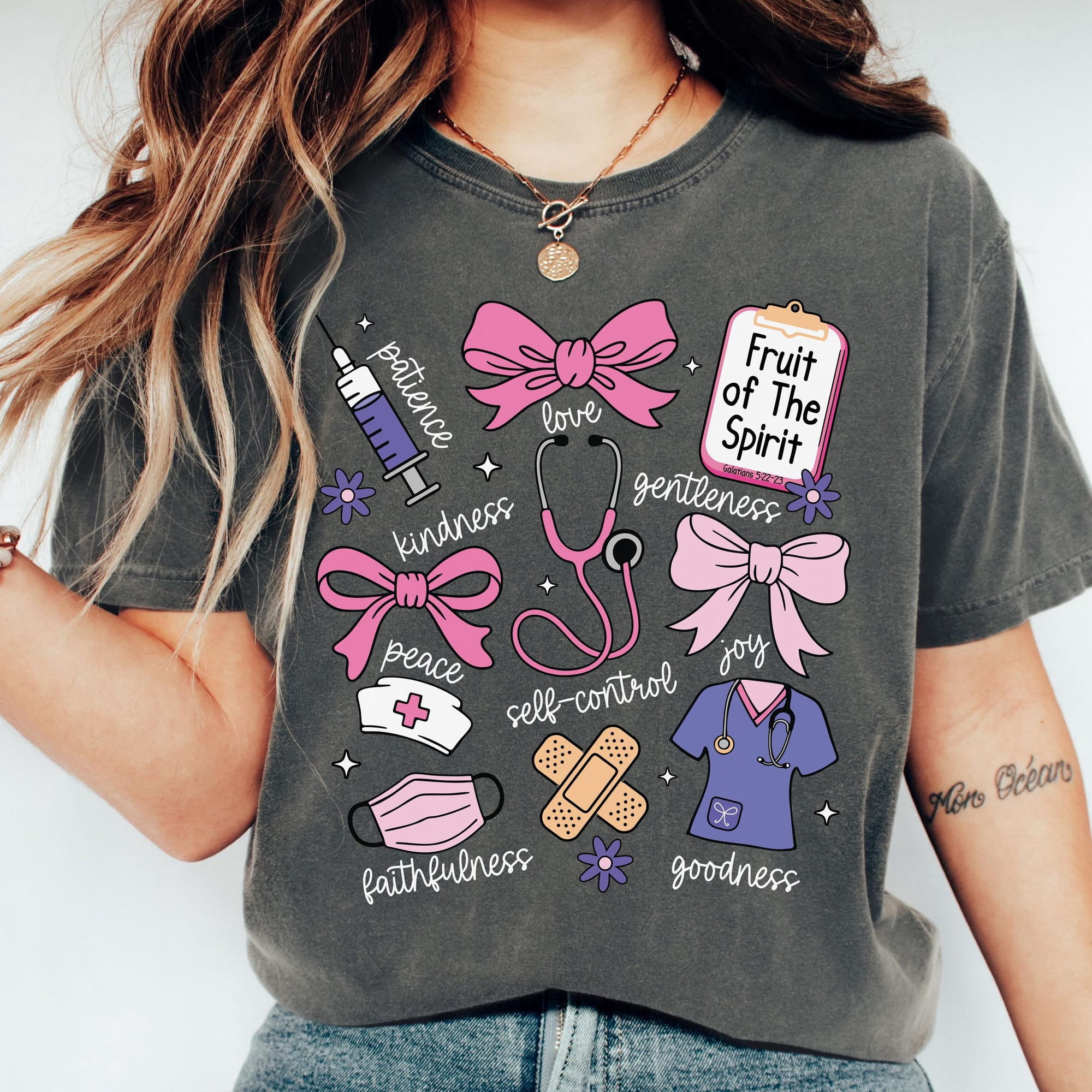 Christian Nurse Shirt - Comfort Colors Retro RN LPN NP Tee with Fruit ...