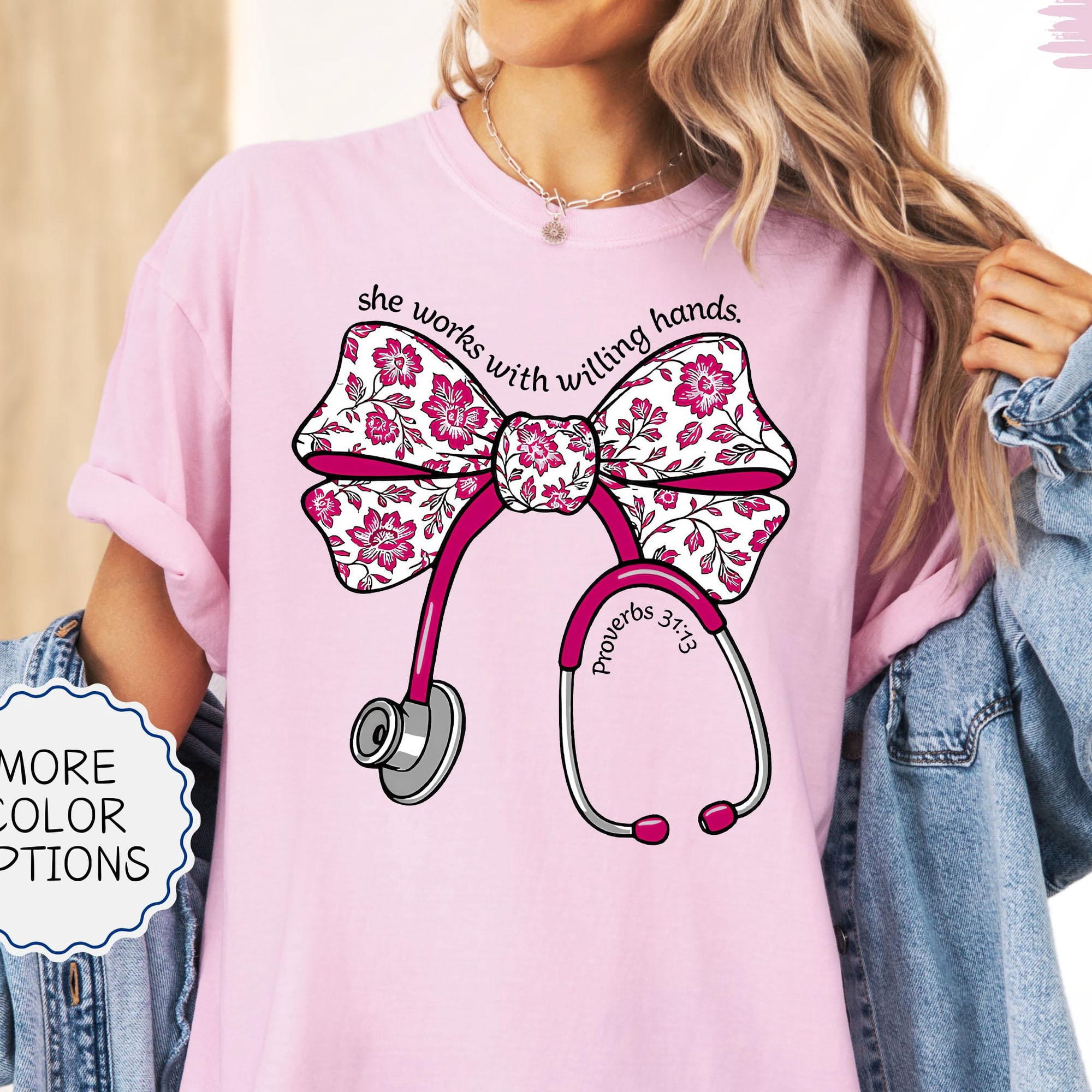 Christian Nurse Shirt Stethoscope Bow Shirt Proverbs 31 13 Shirt ...