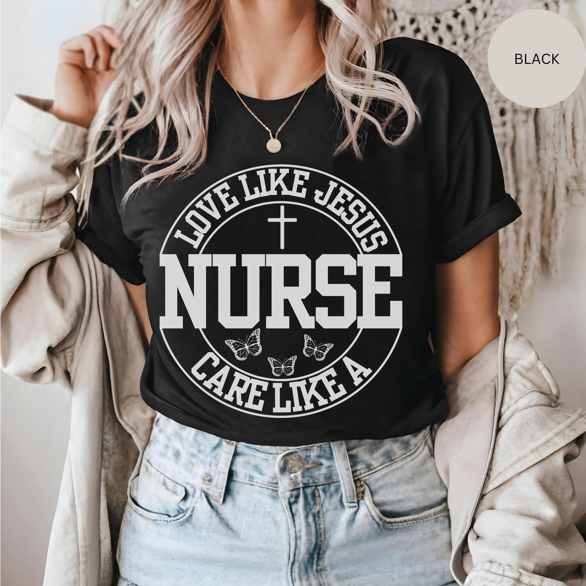 Christian Nurse T-Shirt, Catholic Nurse Gift, Religious ER Nurse Tee ...