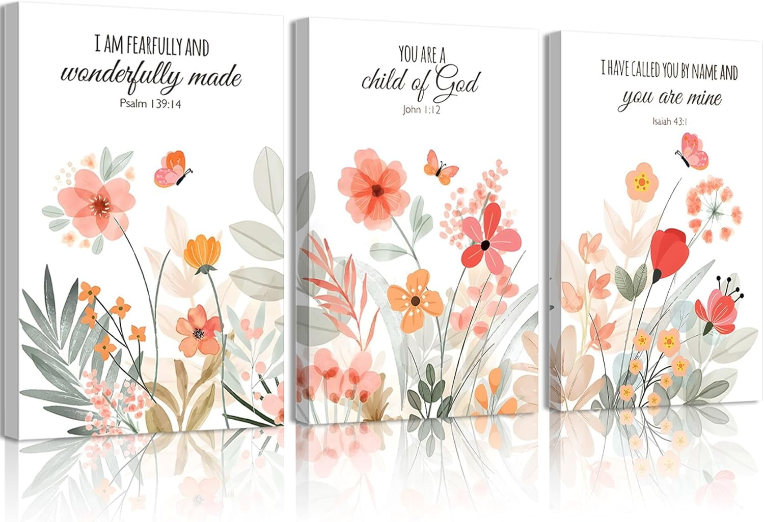 Christian Nursery Canvas Wall Art Pictures Bible Verse Floral Posters ...